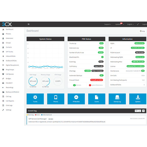 Verwalten der 3CX Telefonanlage Version 18 Update 5 - 3CX VOIP Cloud Telefonanlage, 3Business ...