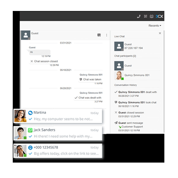 3CX SMS, WhatsApp & Live Chat - 3CX VOIP Cloud Telefonanlage, 3Business ...